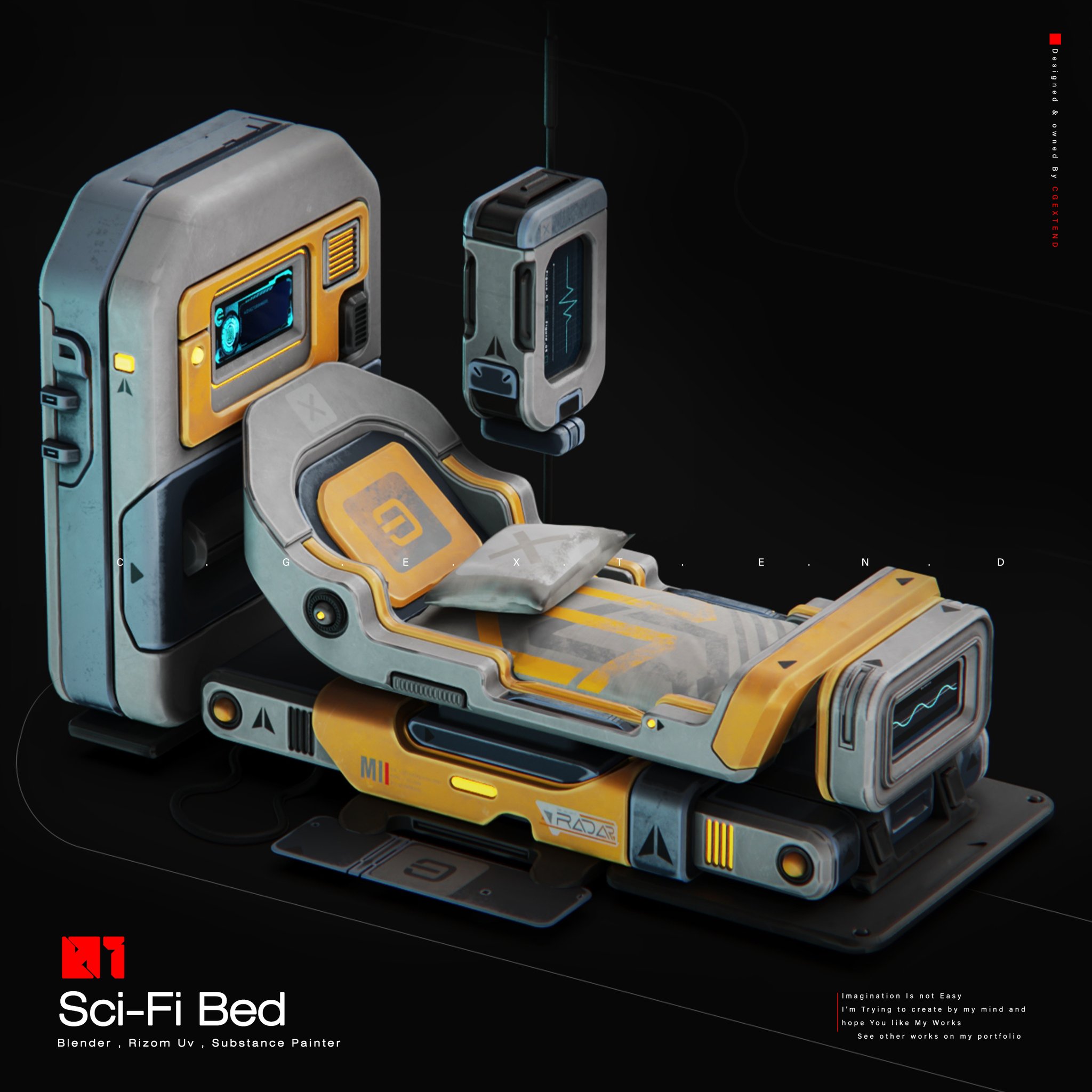 Sci-Fi Emergency Bed Hardsurface | Beds models | BlenderKit
