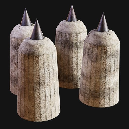 WW2 Alpine Wall Dragons Teeth | Military models | BlenderKit