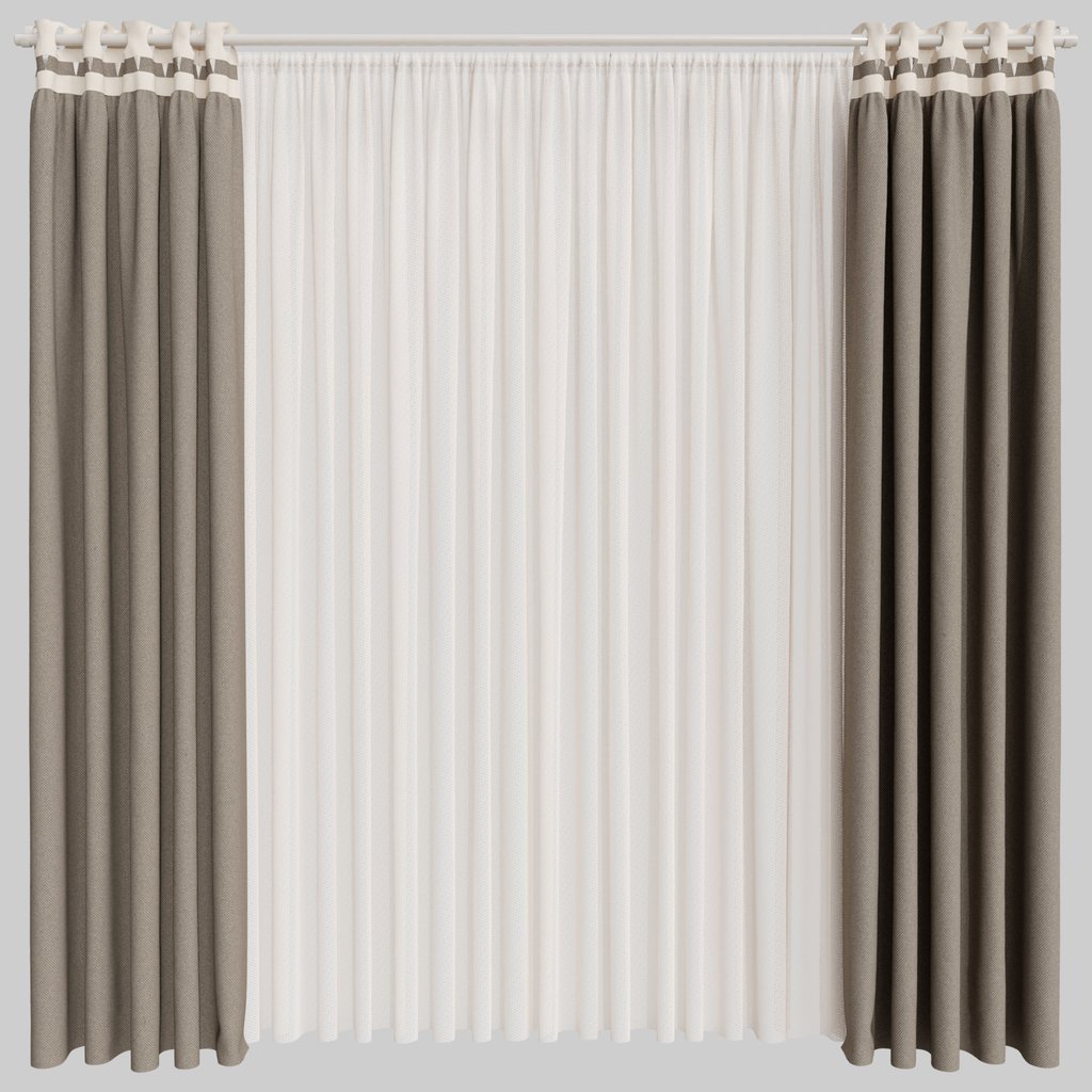 Silk and Cotton Curtain Set 118-003 | Curtains models | BlenderKit