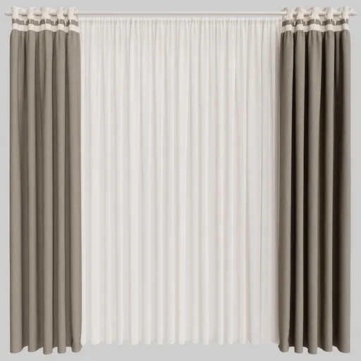 Silk and Cotton Curtain Set 118-003 | Curtains models | BlenderKit