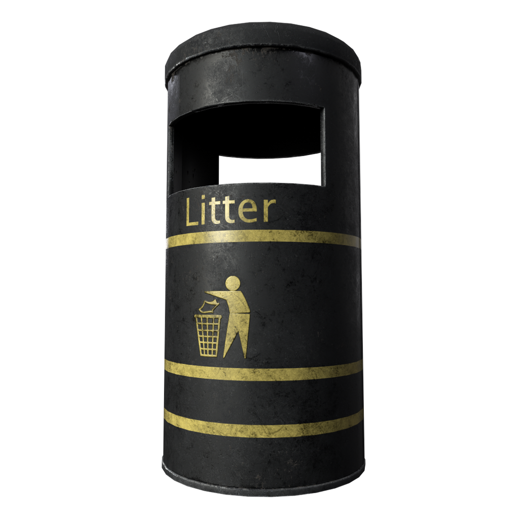 Derby Round Litter Bin | Urban Environment models | BlenderKit