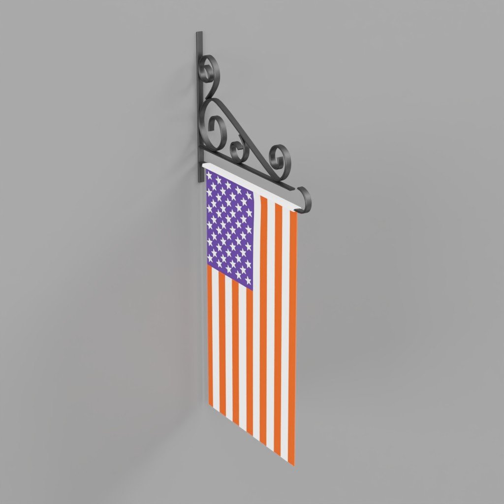Wall Mount US Flag | FREE Miscellaneous models | BlenderKit