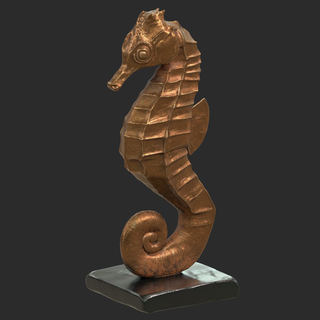 Seahorse bronze statue 03 | Interior Sculptures models | BlenderKit
