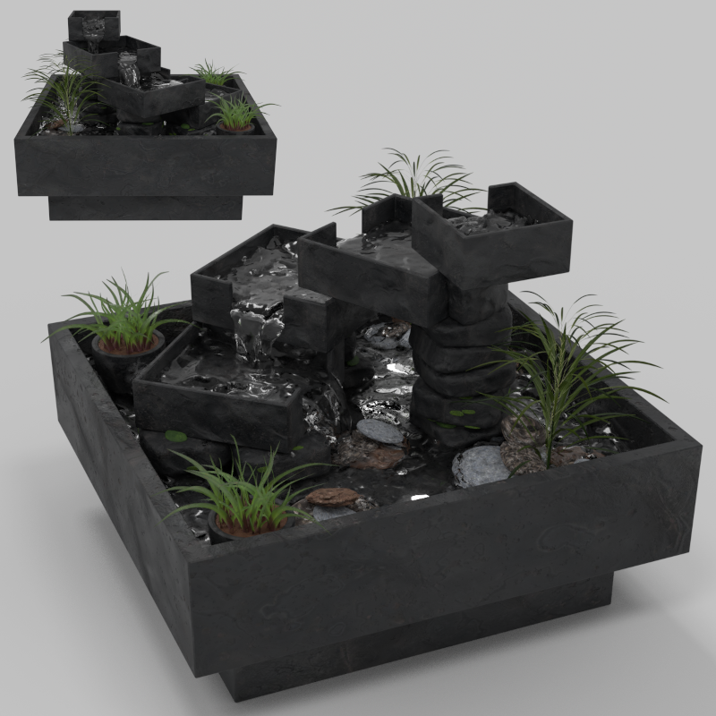 Indoor fountain, square | Miscellaneous models | BlenderKit