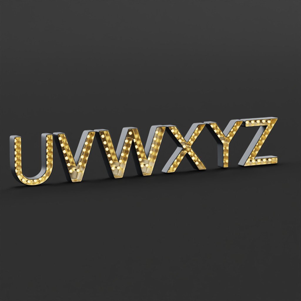 Marquee Alphabet Light Box UVWXYZ | Wall Light models | BlenderKit