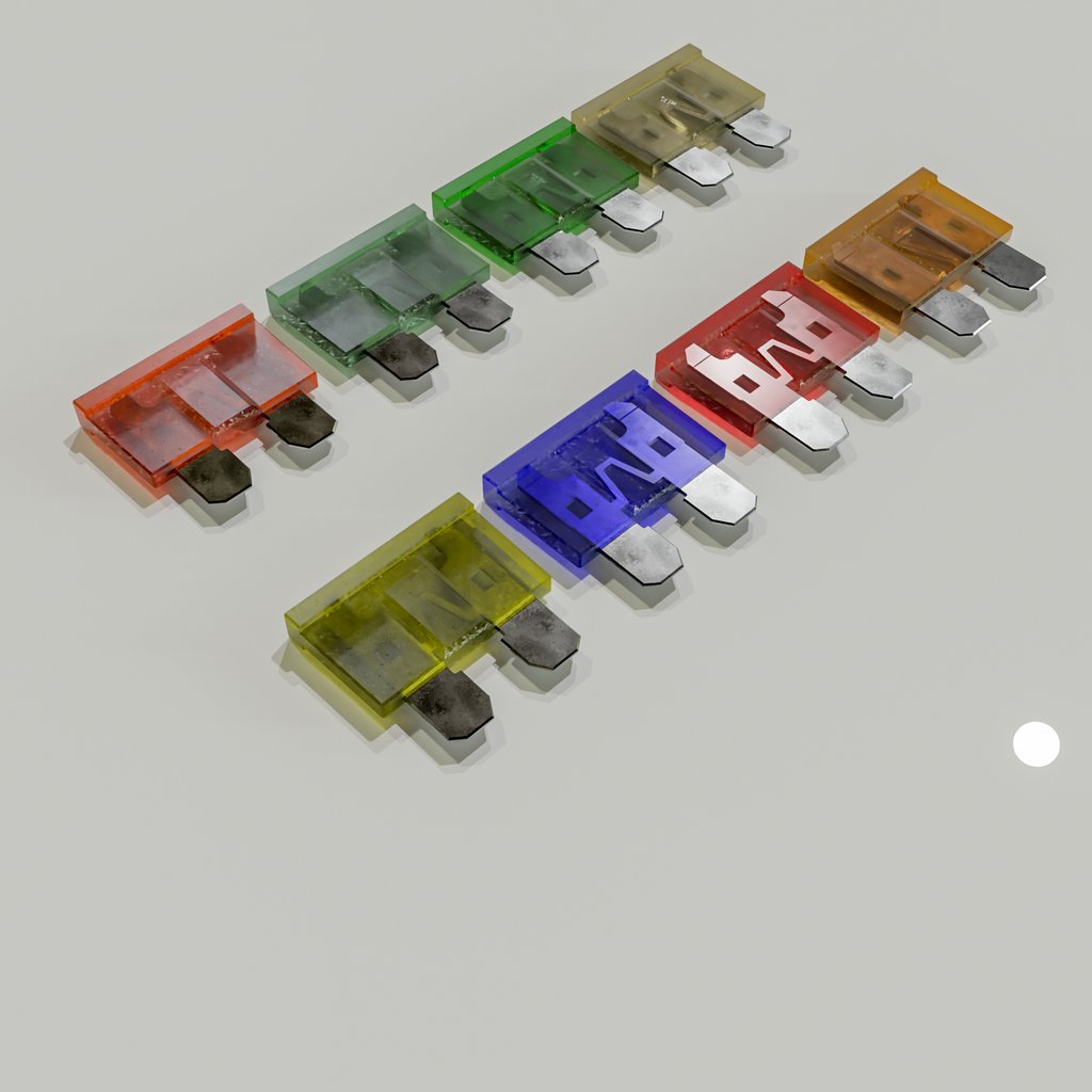 Motor vehicle fuses in 8 colors. | FREE Vehicle Parts models | BlenderKit