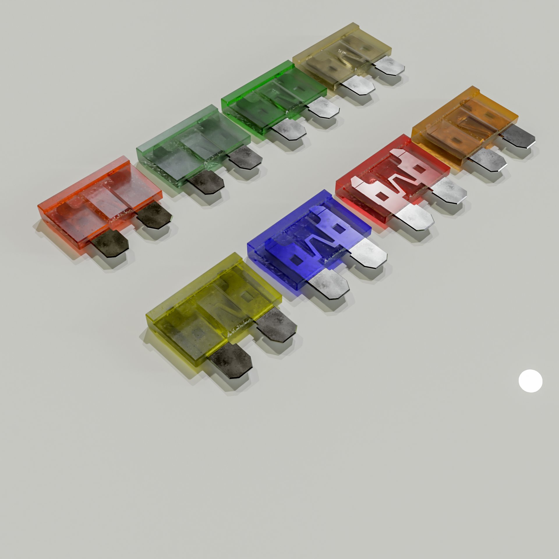 Motor vehicle fuses in 8 colors. | FREE Vehicle Parts models | BlenderKit