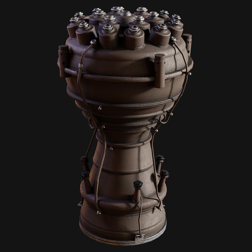 WW2 V2 Rocket Engine Brown | Military models | BlenderKit
