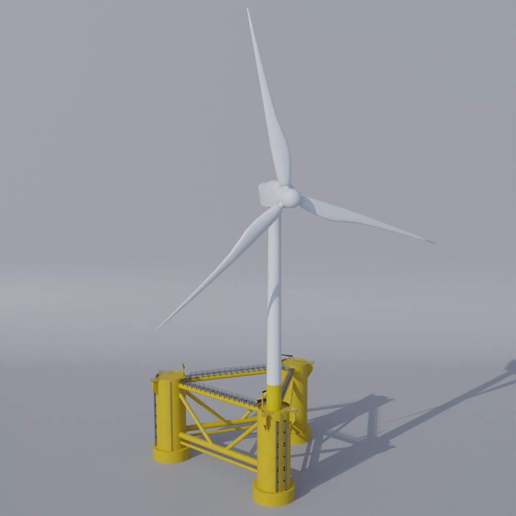 Offshore Wind Turbine Tri Floater V3 | FREE Industrial Machinery models ...