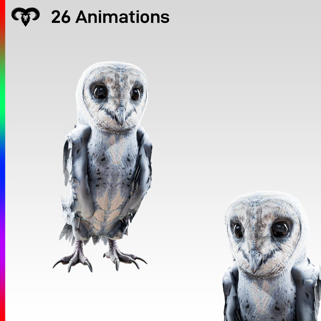 Baby Owl Animated | Birds models | BlenderKit