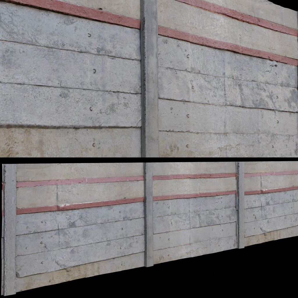 Precast boundary wall | FREE Fences models | BlenderKit