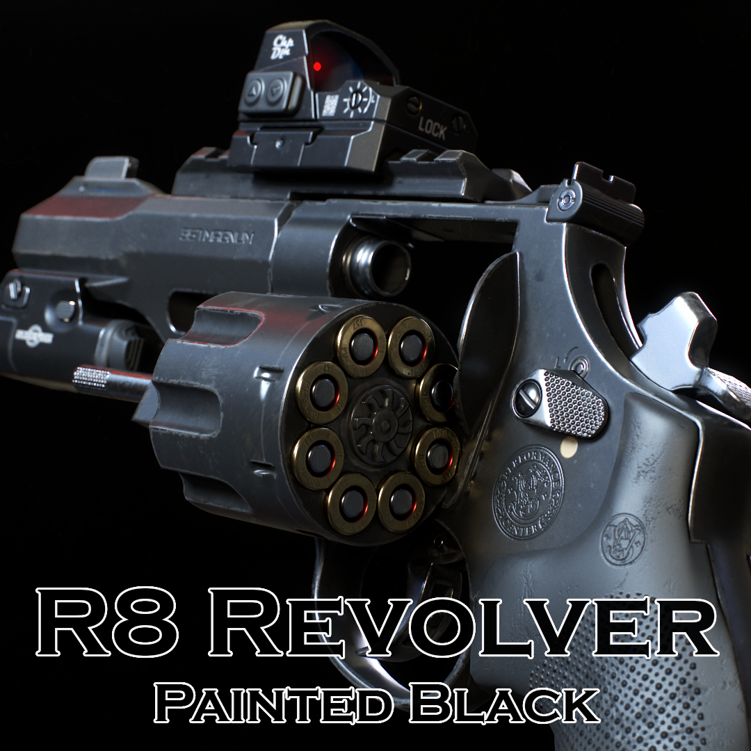 R8 Revolver (Black) | Modern Weapons models | BlenderKit