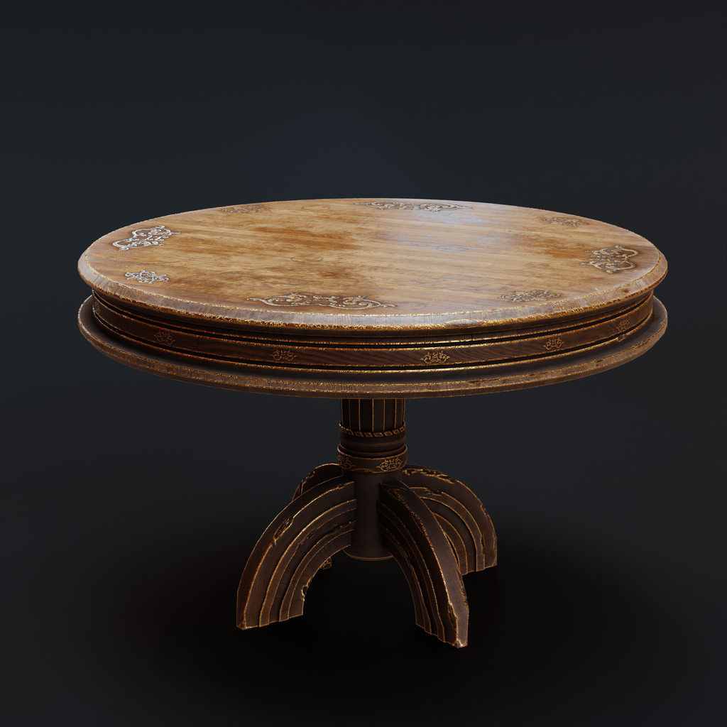 Golden Victorian Round Table | Tables models | BlenderKit