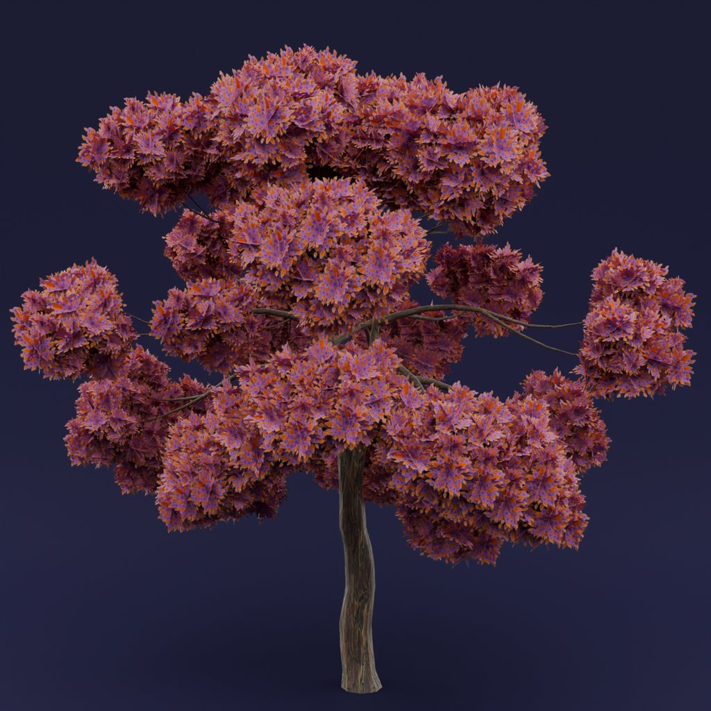 Flowered orange leaved tree | Trees models | BlenderKit