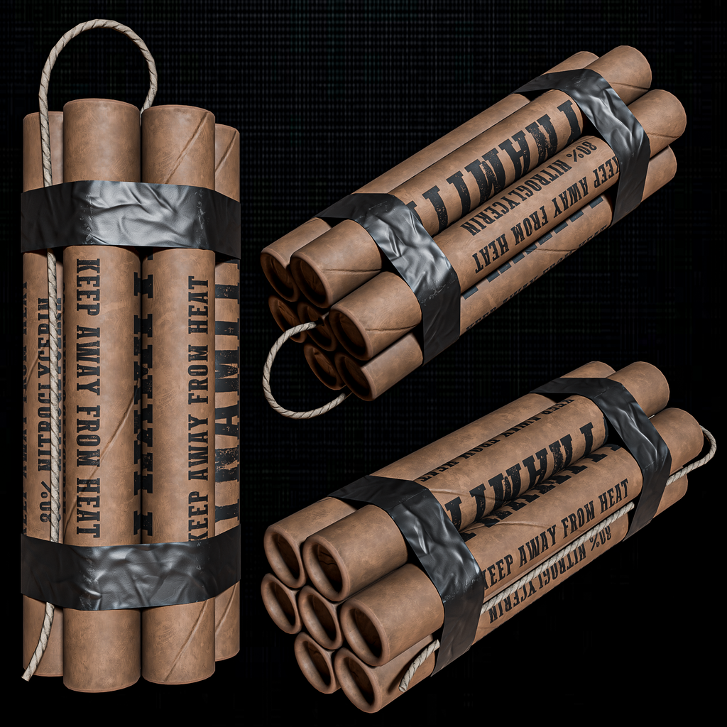 Dynamite Cluster (Low Poly) | Military models | BlenderKit