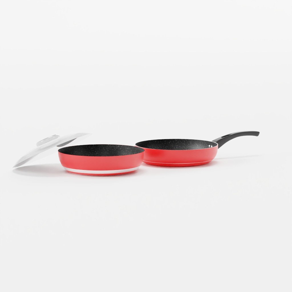 Fry pan set | FREE Kitchen Sets models | BlenderKit