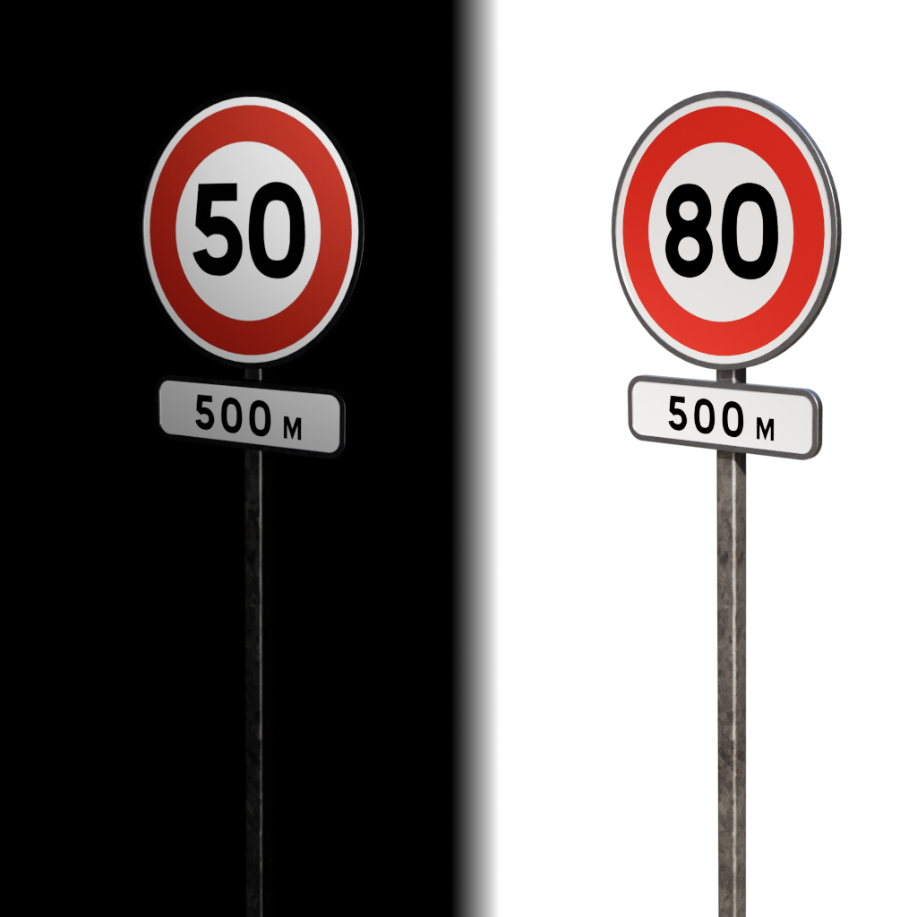 Road sign Speed French std (B4/5) | FREE Urban Environment models ...