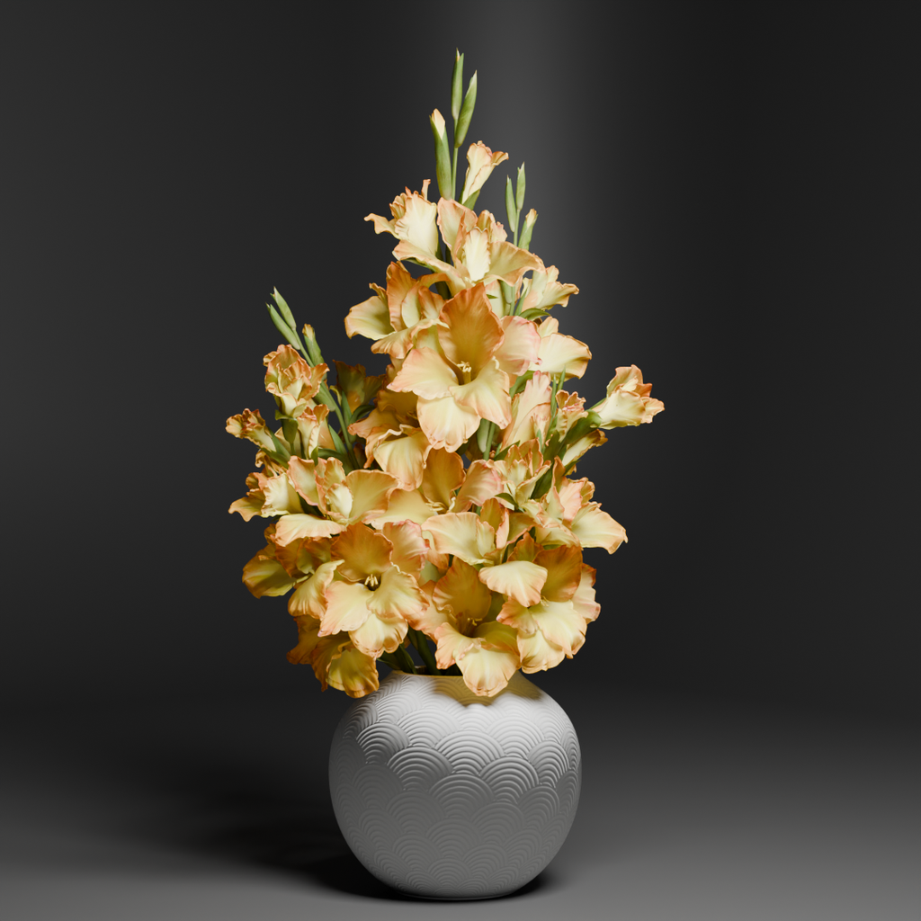 Yellow Gladiolus in Ceramic Vase | Vases models | BlenderKit
