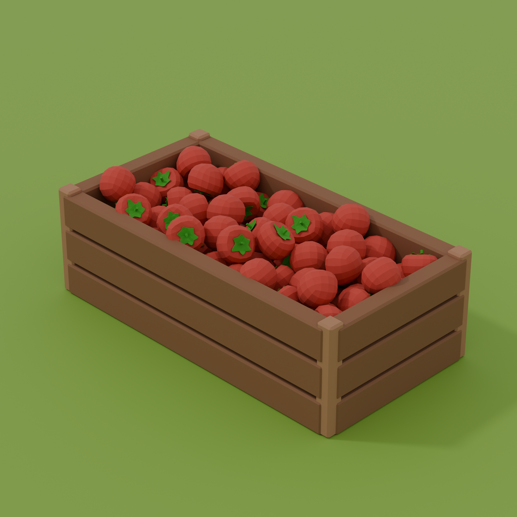 Low Poly Tomato Crate | FREE Food / Drinks models | BlenderKit