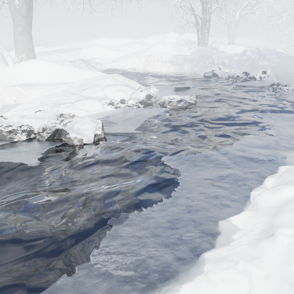 Winter Frozen River | Nature scenes | BlenderKit