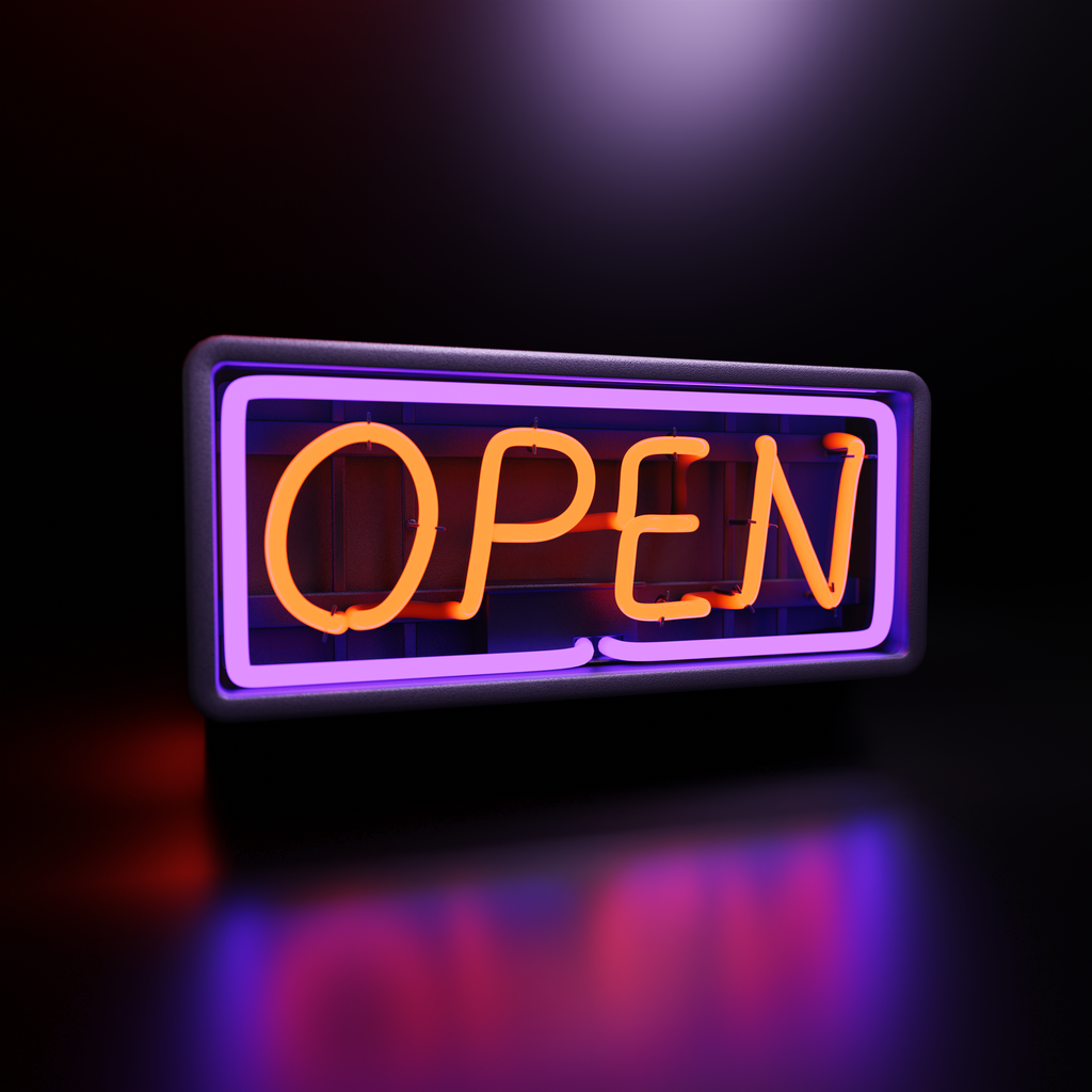 "Open" Door Neon Sign | Miscellaneous models | BlenderKit