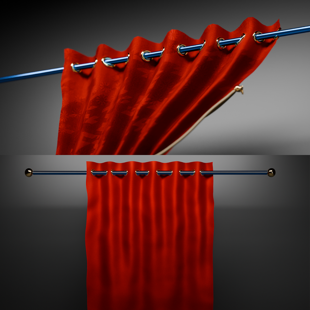 Red Curtain Using Geometry Nodes | Curtains models | BlenderKit