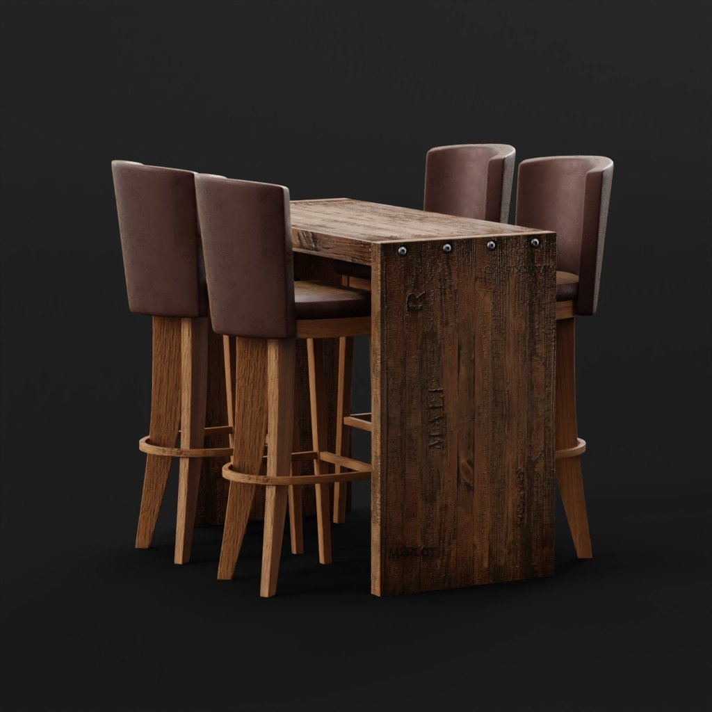 Rustic table | Chair-table Sets models | BlenderKit