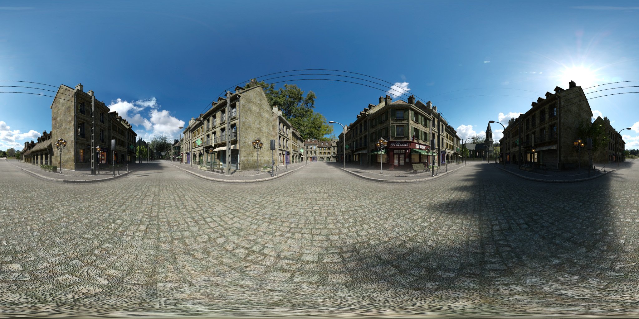 Sunny European Town Street | FREE Cityscapes HDRis | BlenderKit