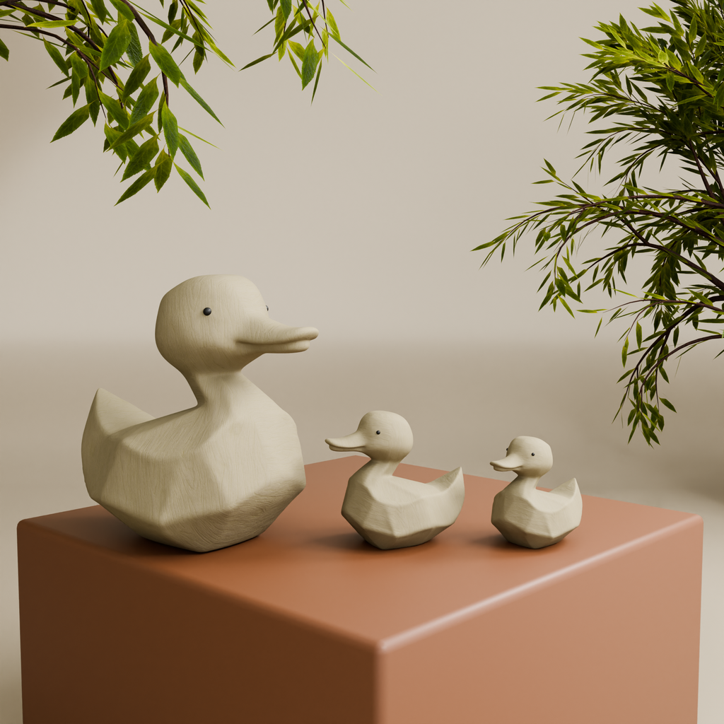 Cute Wooden Duck Family Set | Decoration Sets models | BlenderKit