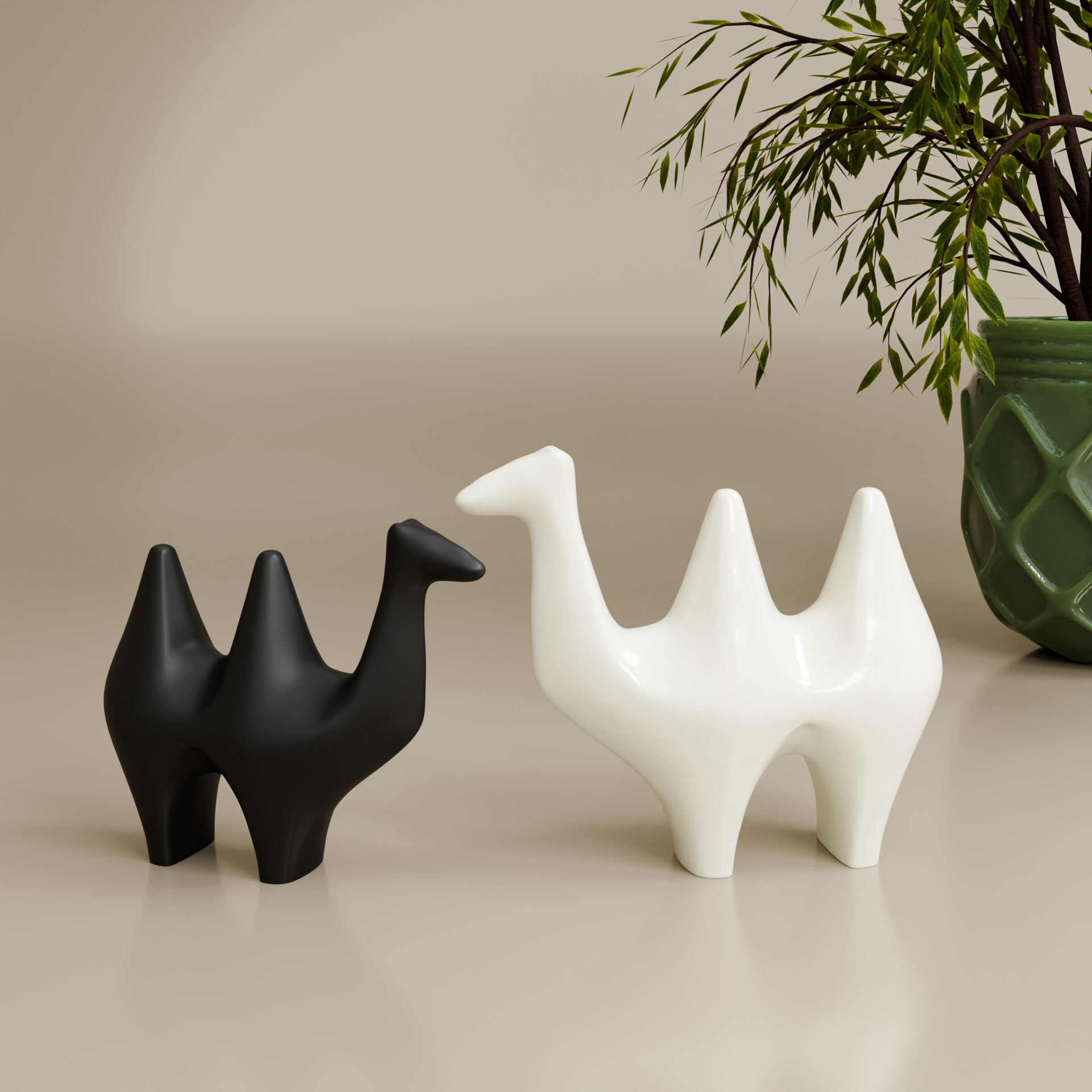 Ceramic Camel Ornament Set | Decoration Sets models | BlenderKit