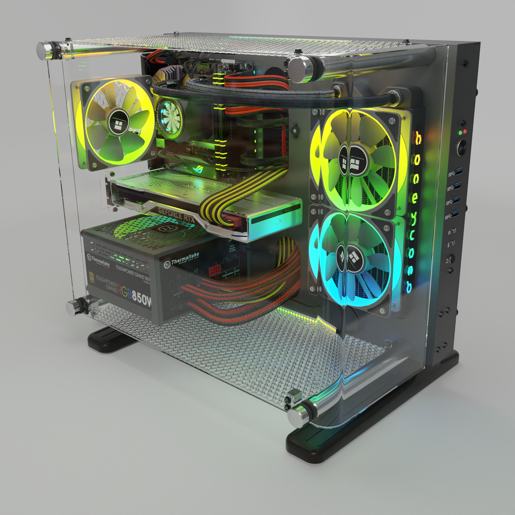 Mini ITX PC in a shortened Thermaltake | FREE Desktops models | BlenderKit