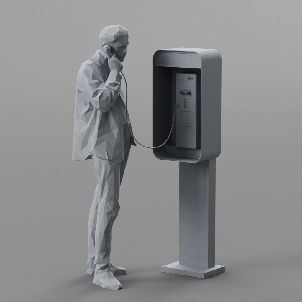 Lowpoly Payphone Talking Guy | Men models | BlenderKit