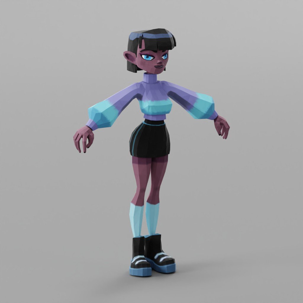 Stylized Girl Character – Cyber Fashion | Characters models | BlenderKit