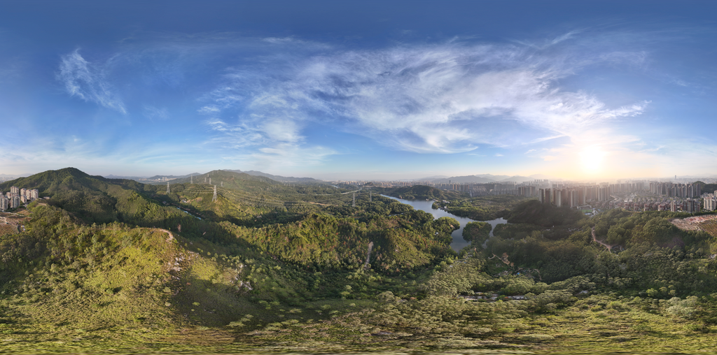 Green tree mountain cloud bluesky | Nature HDRis | BlenderKit