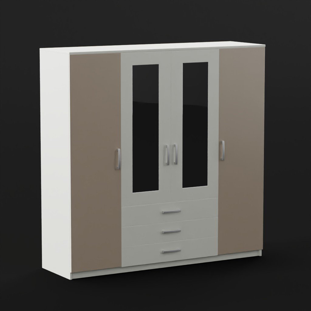 Large brown wardrobe | 3D Wardrobe models | BlenderKit