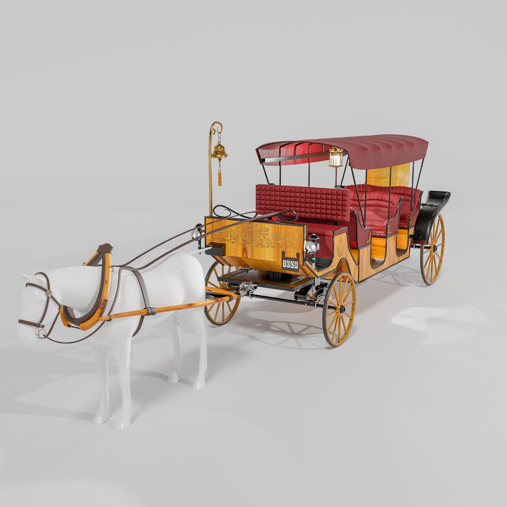 8 people wedding carriage | FREE Historical Cars models | BlenderKit