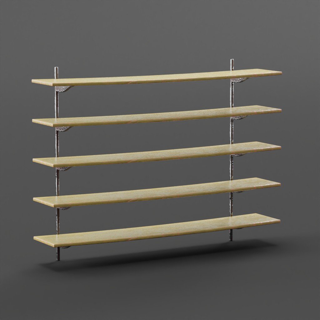 Large Wooden Shelve | Shelves models | BlenderKit