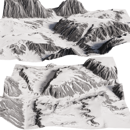 BlenderKit | Download the FREE Snowy Mountains Terrain model