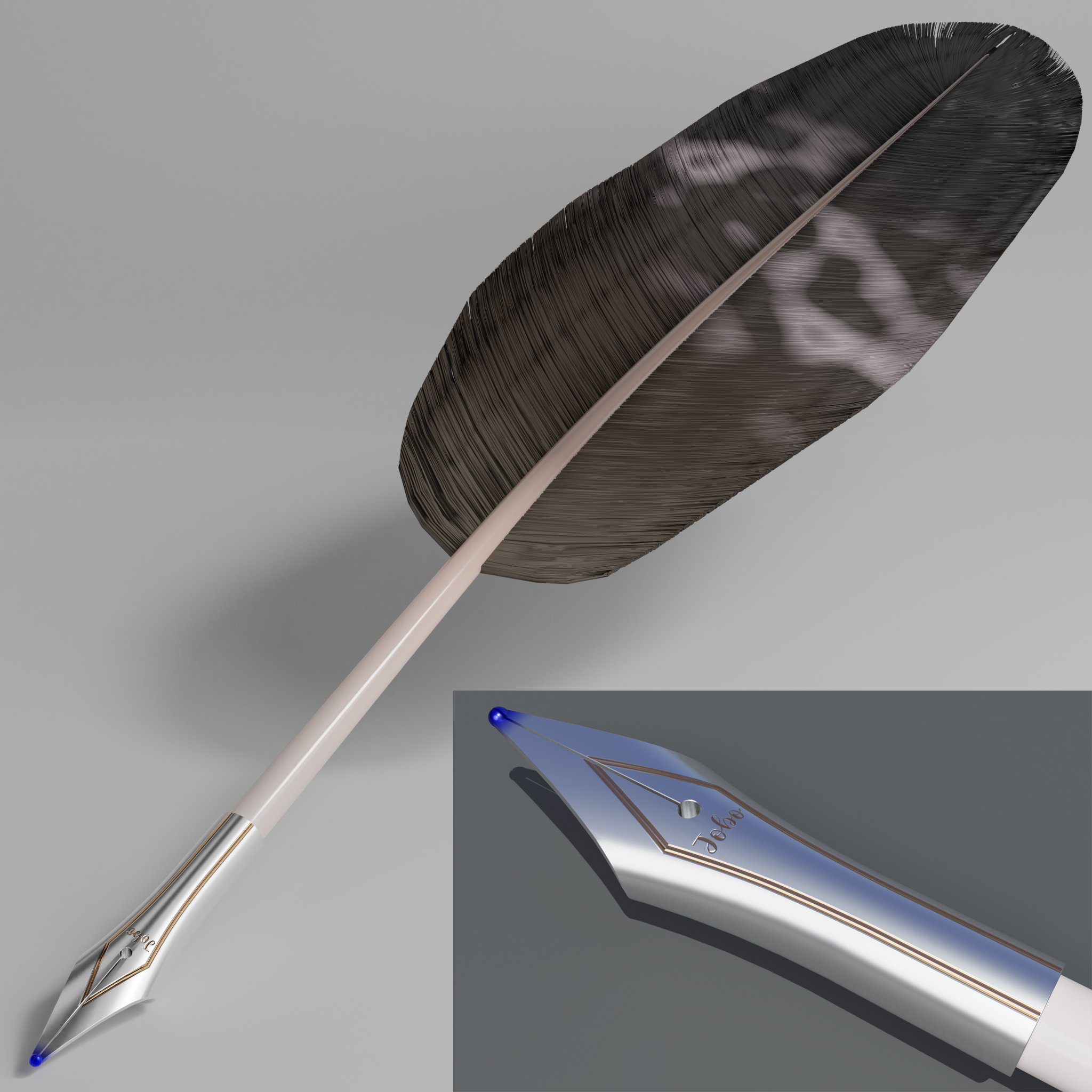 Pen from a golden eagle feather | FREE Miscellaneous models | BlenderKit
