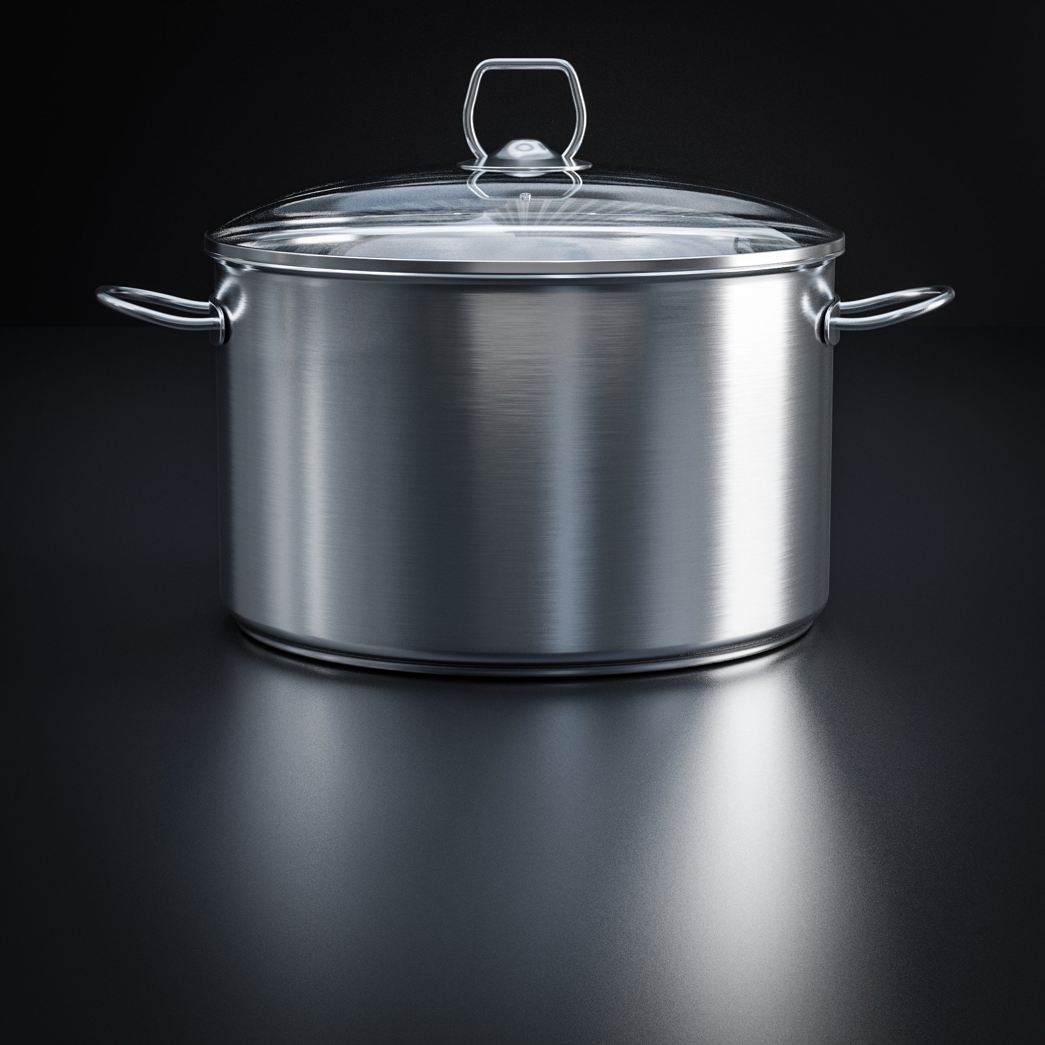 Stainless steel cooking pot with lid | Kitchenware models | BlenderKit