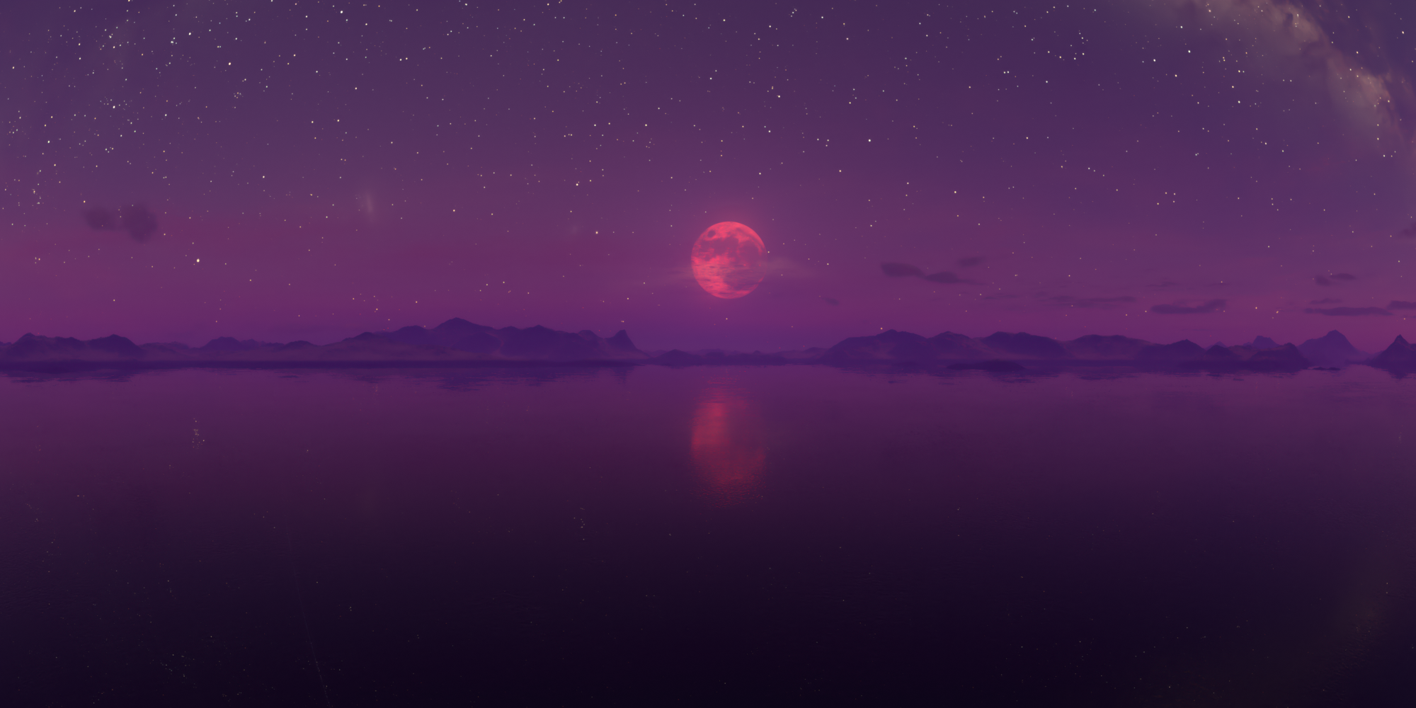 Large Red Moon Purple Sky | Nighttime Environments HDRis | BlenderKit