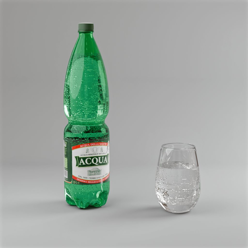 Plastic water bottle set | Food models | BlenderKit