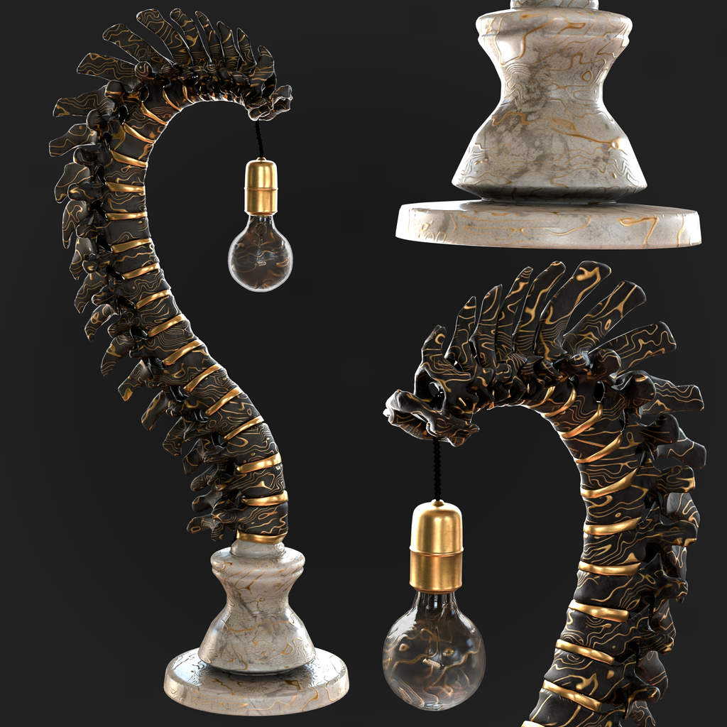 Black spine-form table lamp | FREE Table Lamps models | BlenderKit