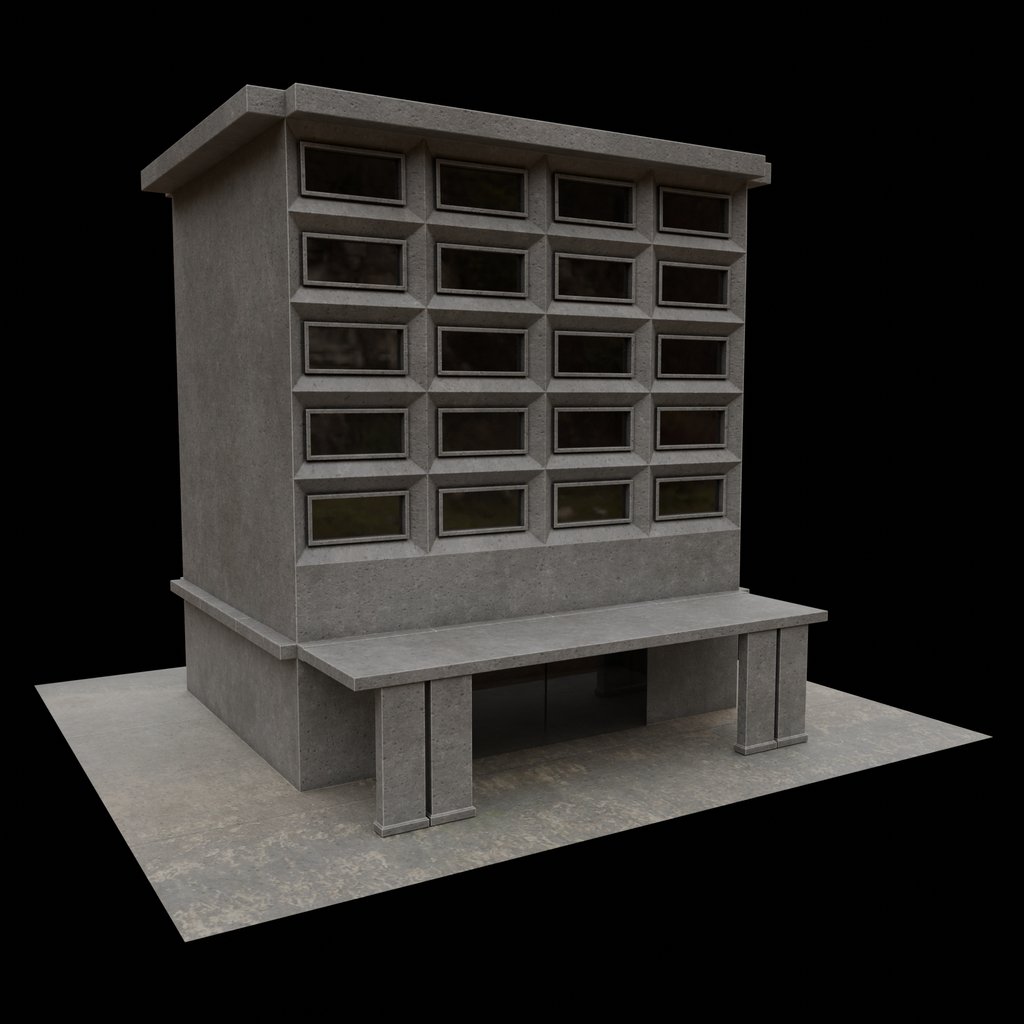 Brutalist Office Block | FREE Commercial Buildings models | BlenderKit