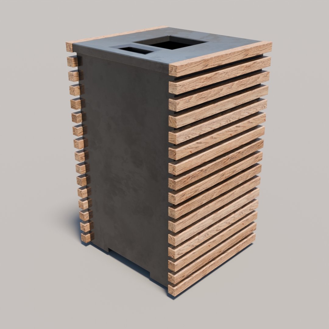 Modern Wastebasket Public Bin | Urban Environment models | BlenderKit