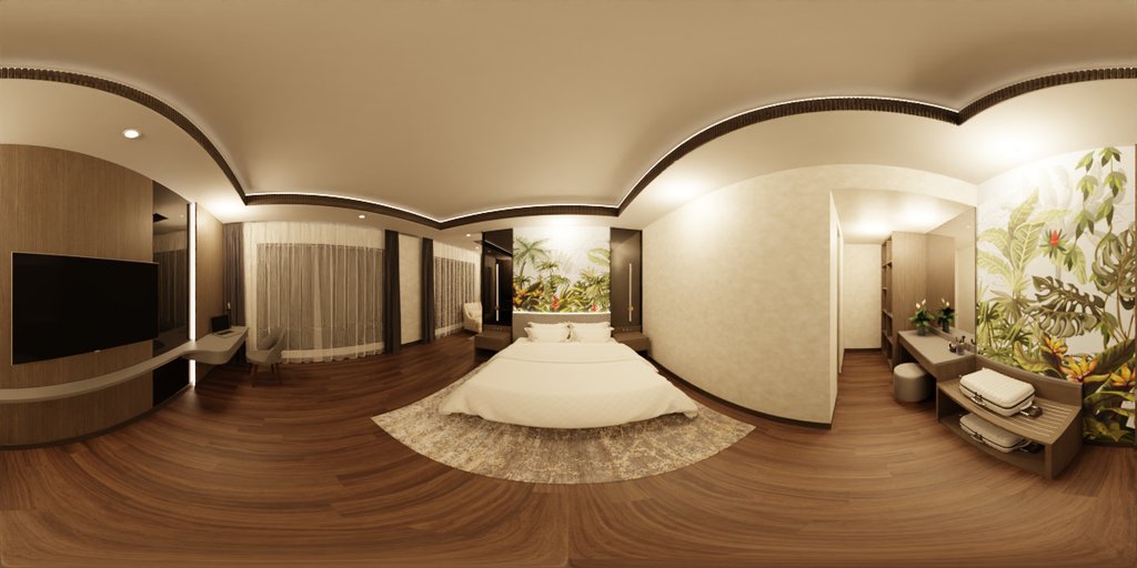 Hotel Suite Bedroom Night | Interiors HDRis | BlenderKit