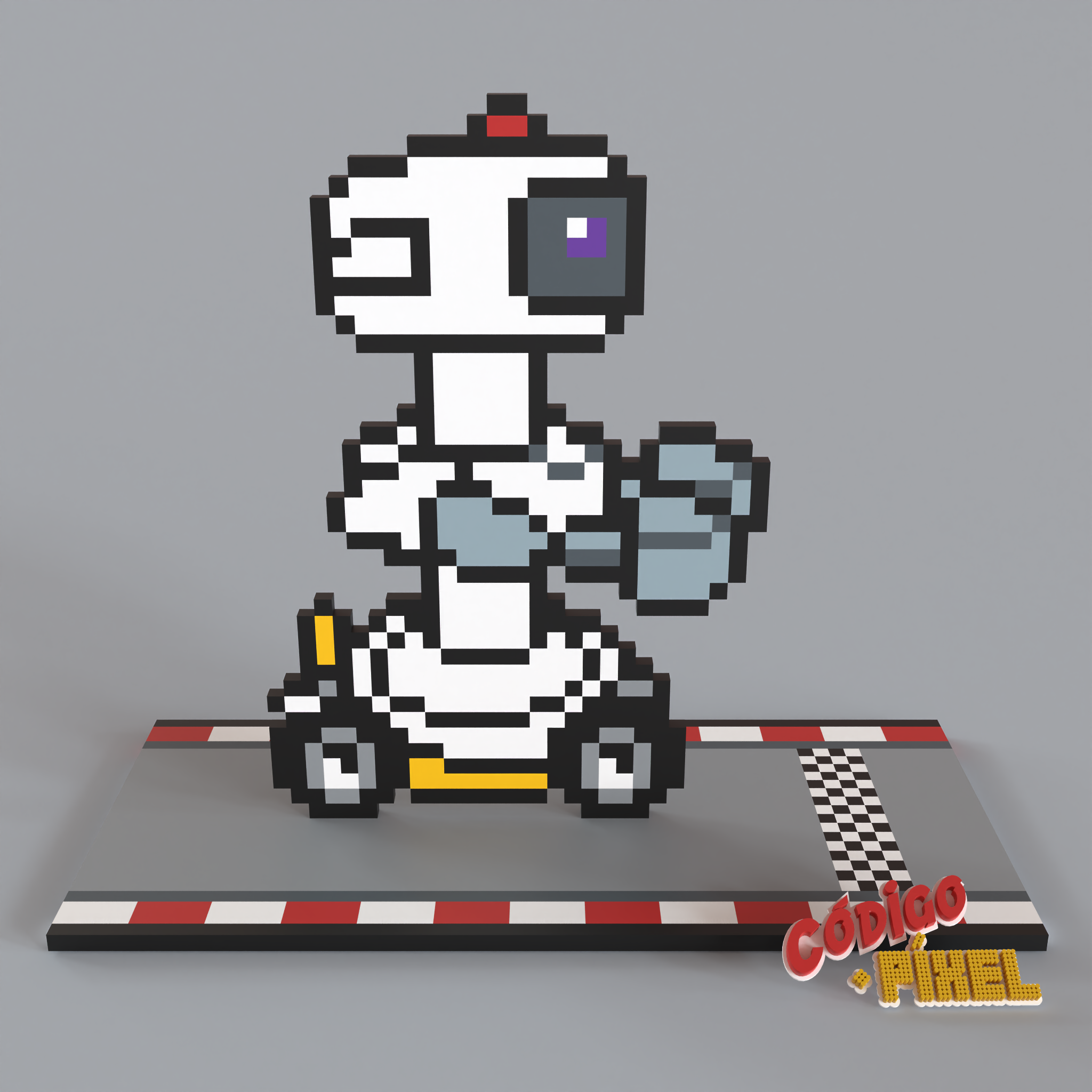 SMK060 - Super Pixel Kart NES ROB | 3D Character models | BlenderKit