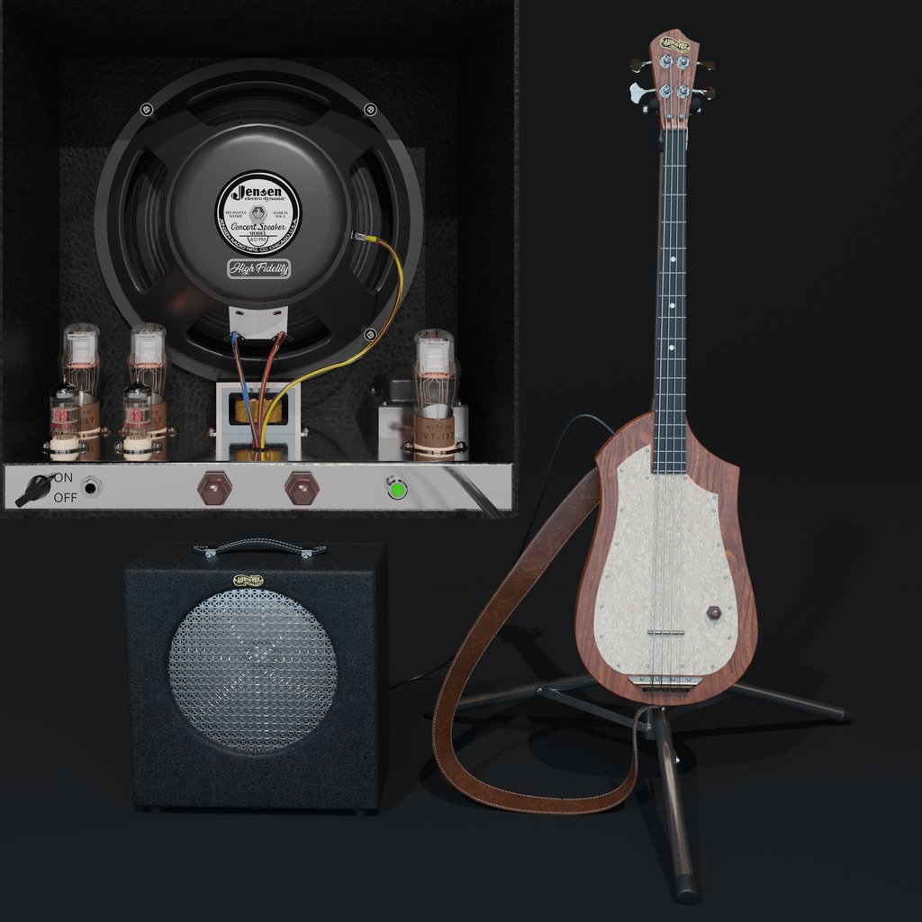 Audiovox 736 Electric Bass. | FREE Musical Instruments models | BlenderKit