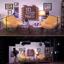 Podcast setup Portable | Interior scenes | BlenderKit