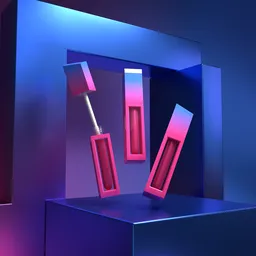 Liquid lipstick pink and blue theme | 3D Product visualization scenes ...